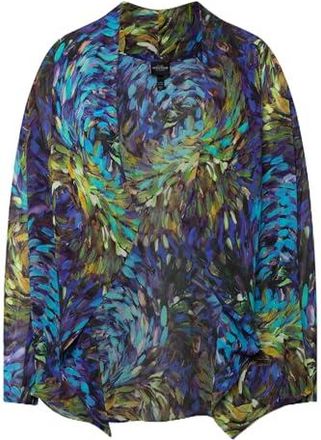 Ulla Popken Femme Grandes Tailles Veste en Mousseline avec col bénitier et Manches Longues Saphir foncé 54+ 828523740-54+