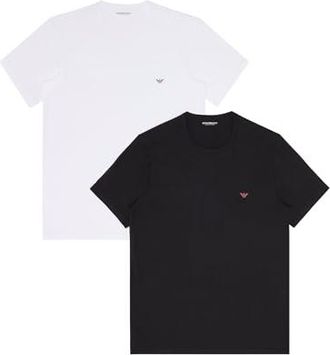 Emporio Armani 2-Pack Crew Neck T-Shirt, Noir/Blanc, Large pour Hommes