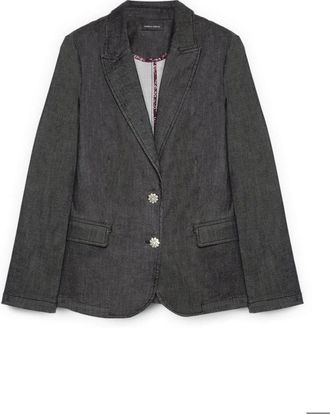 Fiorella Rubino Femme, Vestes, Noir, Taille: 42 FR Blazer en denim avec boutons bijoux