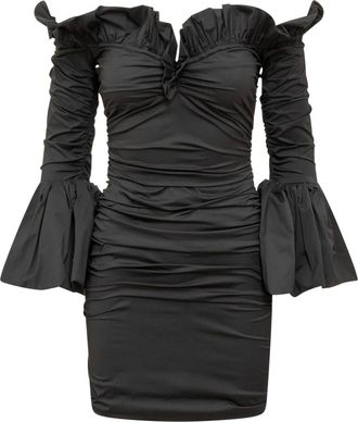 Philosophy di Lorenzo Serafini Femme, Robes, Noir, Taille: 36 FR Midi Off-Shoulder Dress