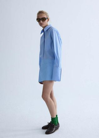 Mango Chemise droite en popeline bleu ciel - Femme - S - MANGO