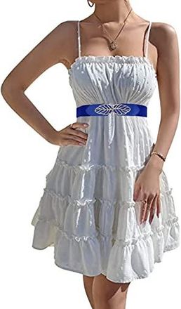 Generic Ceinture &eacute;Lastique Femme - Ceinture Large &Eacute;lastique pour Femmes Boucle Feuilles D&eacute;corative Tunique Robe Pull Manteau Taille Confortable