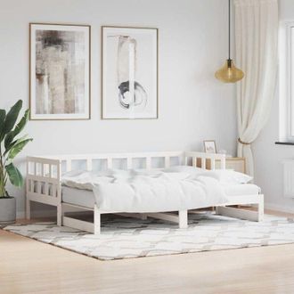 vidaXL Lit de jour avec lit gigogne blanc 90x190 cm bois de pin massif