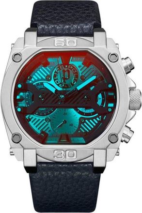 Police Homme, Accessoires, Bleu, Taille: ONE Size Montre en cuir bleu pour homme moderne