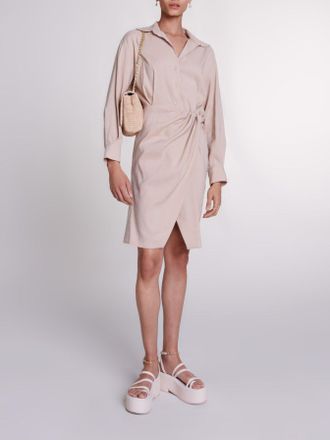 Maje Midi-kleid Aus Leinen - Beige - Gr&ouml;&szlig;e 32 - Maje