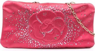 Chanel Hobo Bags - Satin Diamante Camellia Clutch with Chain - Gr. unisize - in Gold - f&uuml;r Damen