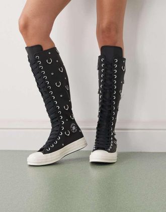 Converse Chuck 70 Hi - Baskets hauteur genou avec d&eacute;tails en m&eacute;tal argent&eacute; - Noir