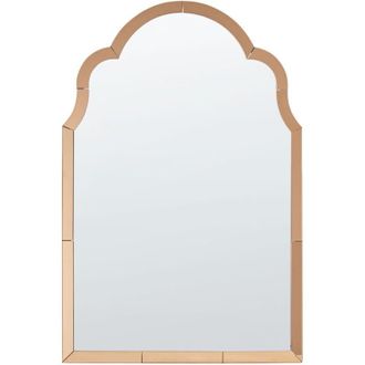 Beliani Beliani - Wandspiegel Kupfer aus Glas und mdf 60 x 89 cm Art D&eacute;co Vintage Stil Akzentst&uuml;ck Geschwungener Rahmen Glamour&ouml;s Wanddekoration