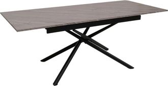 Hhg Neuwertig] Esszimmertisch HHG 191, Ausziehtisch Esstisch, Eisen mdf ausziehbar 160-200x90cm Marmor-Optik grau