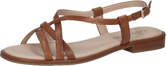 Caprice Damen Sandalen flach aus Leder Leicht, Braun (Cognac Nappa), 40 EU