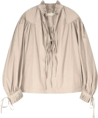 Dries Van Noten Femme, Blouses et Chemises, Beige, Taille: 36 FR Blouse en Coton &agrave; Volants