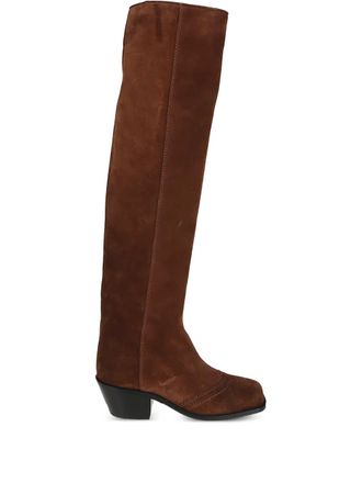 Ermanno Scervino cuissardes Brogue en daim - Marron