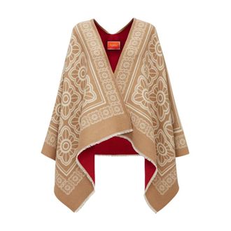 La DoubleJ Mix Tiles Poncho - - Jackets - Damen - Beige - ONE SIZE