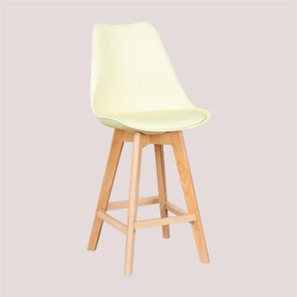 Sklum Sklum - Lot de 4 tabourets hauts 65 cm avec coussin en similicuir nordique Mousse Citron