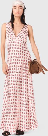 Maje Bedrucktes Seidenkleid - Rouge Petites Fleurs Print - Maje