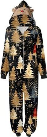 Generico Ensemble de pyjama de nuit de Noël assorti couple pyjama de Noël coordonné dhiver pour papa maman enfants Nouvel An Noël pyjama manches longues confor