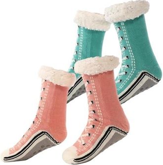 Generic Chaussons dint&eacute;rieur en cachemire ultra &eacute;pais pour femme, chaussettes dhiver chaudes antid&eacute;rapantes et douillettes, doublure polaire chaude et confort