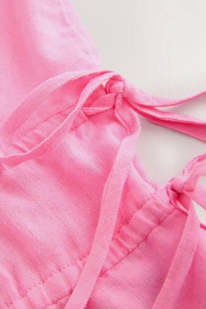 Next Blusentop &Auml;rmelloses Sommer-Oberteil mit Leinenanteil (1-tlg)