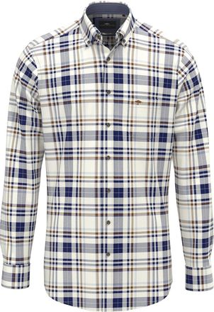 Fynch-Hatton Hemd aus Baumwolle mit Karomuster und Button-Down-Kragen Misty Blue / 3XL