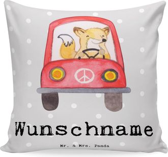 Mr. & Mrs. Panda Kopfkissen Fahrlehrer Herz - Personalisierte Geschenke, Name, Wunschname, Fahrschule, Spruch, Personalisiert, Beruf, Bedrucken, Lustig, Kissen, Fahrsc