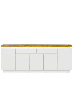 Livetastic Sideboard, Wei&szlig;, Eiche, Holzwerkstoff, 4 F&auml;cher, 2 Schubladen, 200x80x40 cm, Beleuchtung, Wohnzimmer, Kommoden & Sideboards, Sideboards
