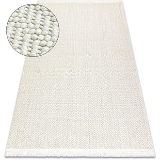 RugsX Teppich nano FJ86B Fischgrät, Schlinge, flach gewebt weiß white 180x270 cm