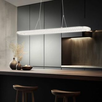 Globo Lighting Hängelampe Pendelleuchte Esstischleuchte led Wohnzimmerlampe Deckenleuchte chrom, Metall Acryl, 1x led 18W 1260lm warmweiß, HxBxT 120x80x15 cm