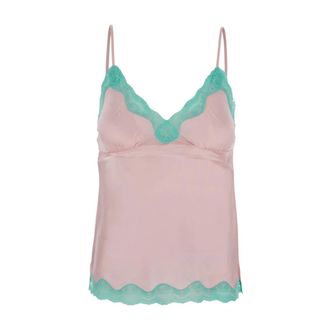Gold Hawk Blouse en satin &agrave; col en V et manches fines - Femme - Tops - Rose - Taille: 36 FR