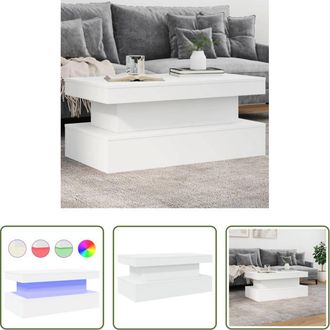 vidaXL LED Beleuchtung - Couchtisch mit LED-Leuchten Wei&szlig; 90x50x40 cm