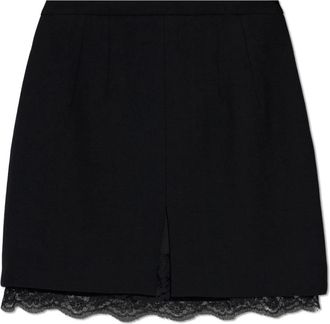 Dolce & Gabbana Jupe en laine avec d&eacute;tails en dentelle - Femme - Jupes - Noir - Taille: 36 FR