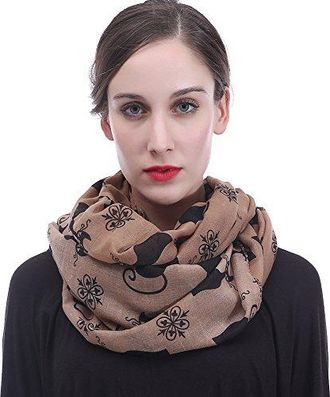 Lina & Lily écharpe tube imprimé chats (Marron)