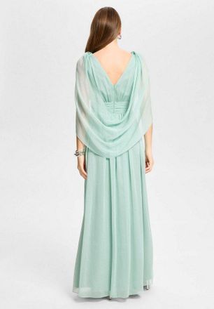 Swing Abendkleid - Abendkleid aus Crinkle Chiffon mit Schal-Cape Taillierter Schnitt mit flie&szlig;endem Rockteil