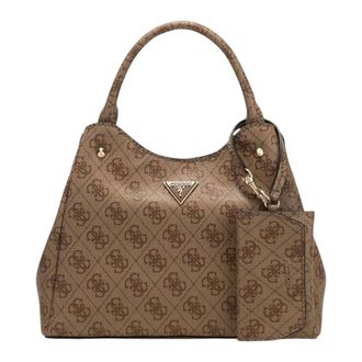 Guess Sac &agrave; main Lorella Logo Petit Mod&egrave;le - Femme - Sacs - Brun - Taille: ONE Size