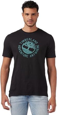 Timberland Logo TFO Slogan à Manches Courtes flammé T-Shirt, Noir, 0 Homme