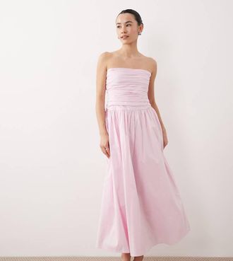 Nobody's Child Ariella - Tr&auml;gerloses Midikleid f&uuml;r besondere Anl&auml;sse in sanftem Rosa mit Raffung