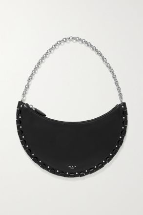 Alaia Sac Porté Épaule En Cuir À Clous Demi Lune - Noir