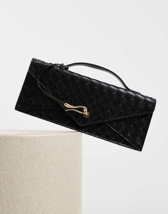 JW PEI Celeste Clutch in Schwarz mit Flechtstruktur