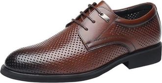 Generic Chaussures Oxford habill&eacute;es for Hommes, Derbies &agrave; Lacets, Bout Rond, en Similicuir, Semelle en Caoutchouc antid&eacute;rapante.(Hollow Brown,42 EU)