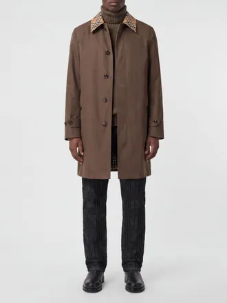 Burberry Einreihiger Baumwoll-Trenchcoat mit Kragen im Karomuster