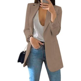 Generic Gilet de Travail léger pour Femme, Blazer, Veste Ouverte sur Le Devant, Manches Longues, Tenue décontractée pour Le Bureau, idéale Printemps et lautom