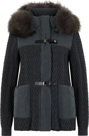 Moorer Femme, Vestes, Gris, Taille: 42 FR &Eacute;l&eacute;gante veste dhiver avec capuche en fourrure