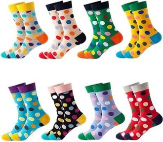 Generic Lot de 8 paires de chaussettes d&eacute;contract&eacute;es &agrave; pois en coton pour femme, Lot de 8 paires, 36-42