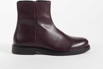 Asos bottes zipp&eacute;es en cuir bordeaux-Rouge