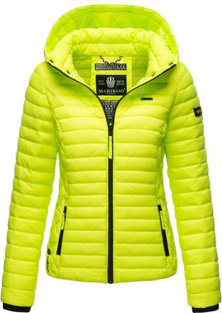 Marikoo Damen Jacke Steppjacke Übergangsjacke mit Kapuze gesteppt B600 [B600-Samt-Neon-Green-Gr.XS]