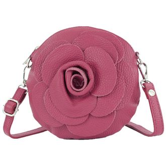 modamoda.de T225 Damen Leder Umh&auml;ngetasche Abendtasche Clutch Bl&uuml;te Klein handmade in Italy, Farbe:Bordeauxviolett