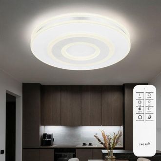 ETC Shop LED Deckenleuchte mit Fernbedienung Deckenlampe dimmbar Wohnzimmerleuchte weiß, CCT, 48W 3800Lm warmweiß-kaltweiß, DxH 42x6,5 cm