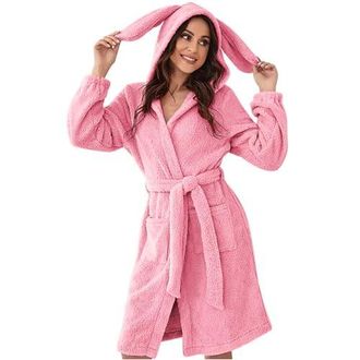 Generic Peignoir pour femme en tissu éponge, peignoir pour femme moelleux avec oreilles - Manteau de chambre avec lapin mignon - Robe de chambre avec capuche 