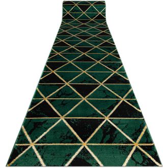 RugsX Exklusiv emerald L&auml;ufer 1020 glamour, stilvoll Marmor, Dreiecke Flaschengr&uuml;n / gold 80 cm green 80x300 cm