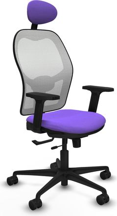 Piqueras y Crespo Schreibtischstuhl in Wei&szlig; und Lila mit 2D-Armen, h&ouml;henverstellbarer Lendenwirbelst&uuml;tze und festem Kopfteil, ausgestattet mit Syncro/Traslack und injiz