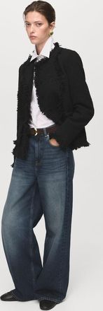 Mango Tweedjacke mit ausgefransten Abschlüssen schwarz - Damen - XS - MANGO